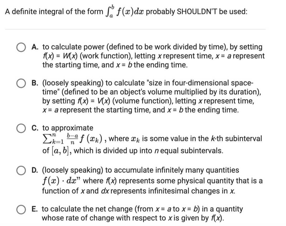 a definite integral of the form intab fx d x probably shouldnt be used ...