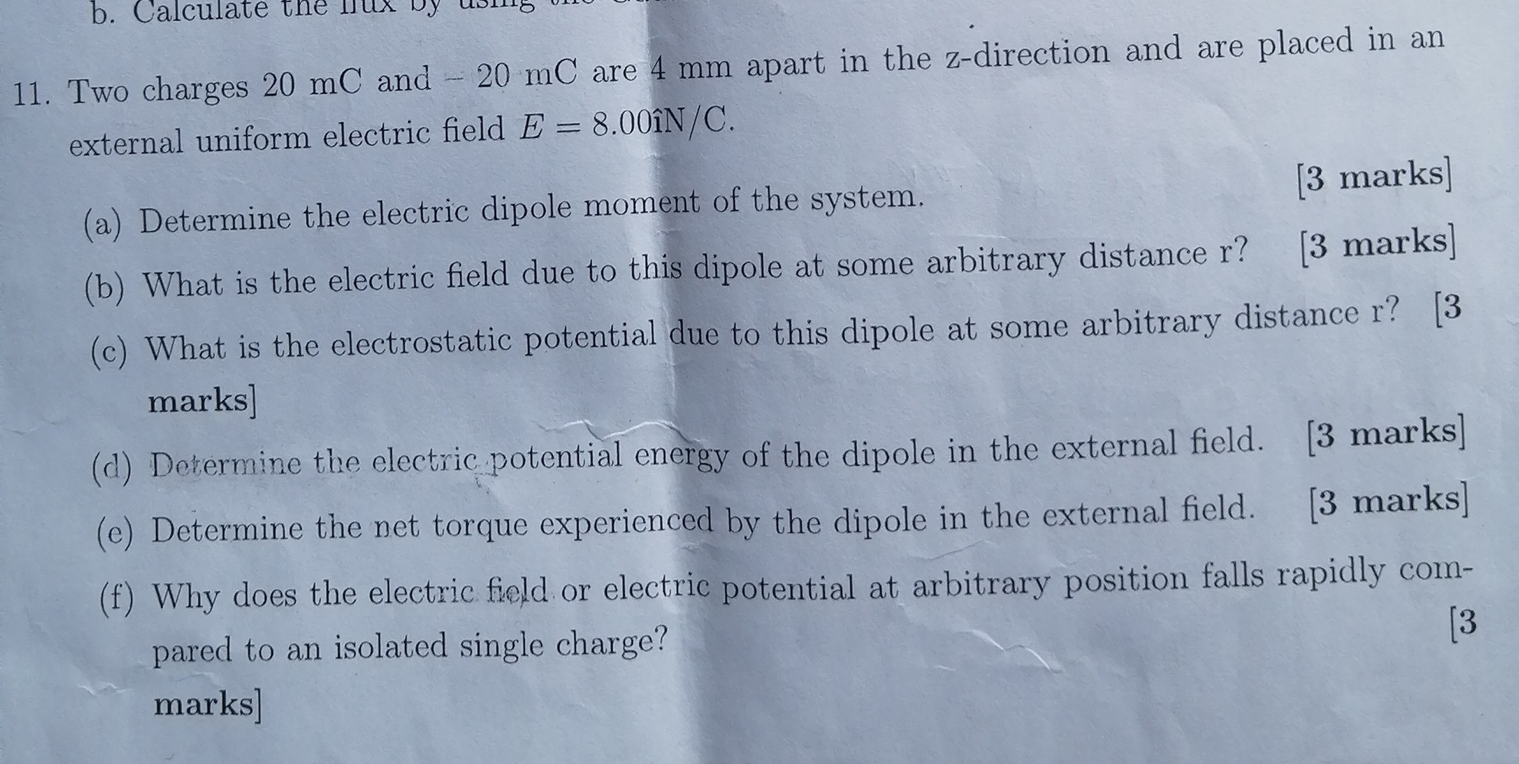 11 two charges 20 mc and 20 mc are 4 mm apart in the z direction and ...