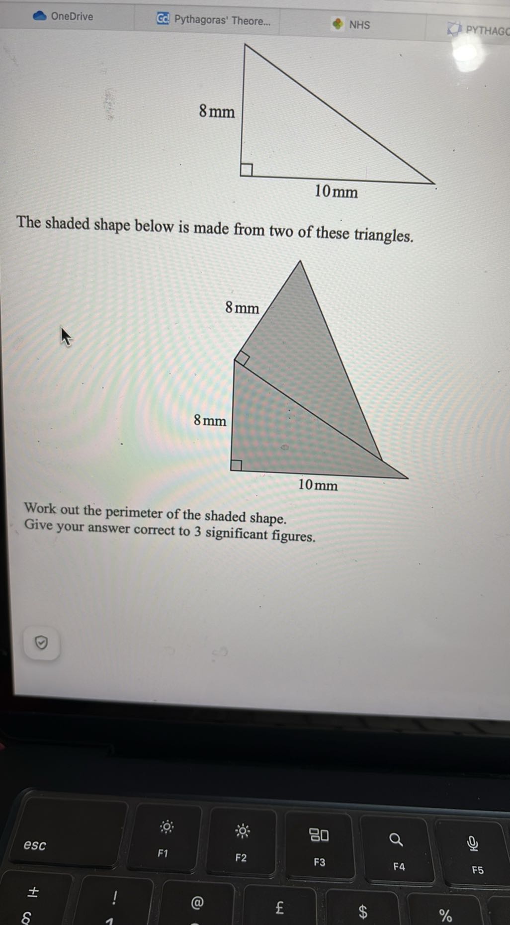OneDrive Pythagoras' Theore... NHS PYTHAGC The shaded shape below is made from two of these ...