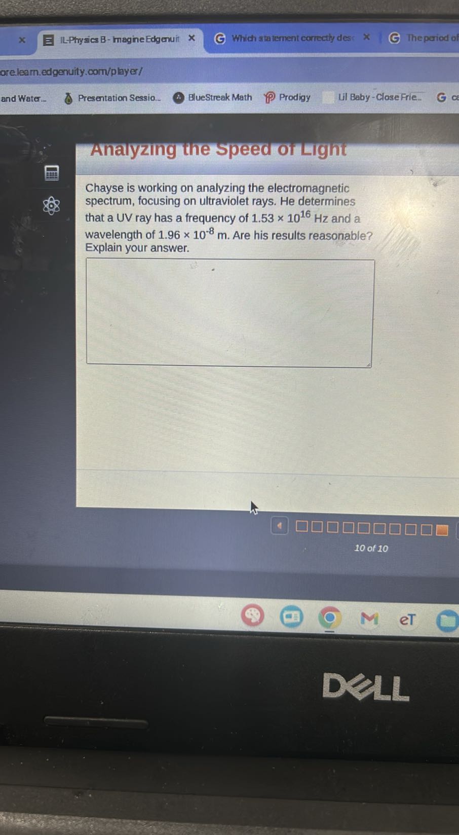 IL-Physics B-Imagine Edgenuit Which statement correctly dess The pariod ...