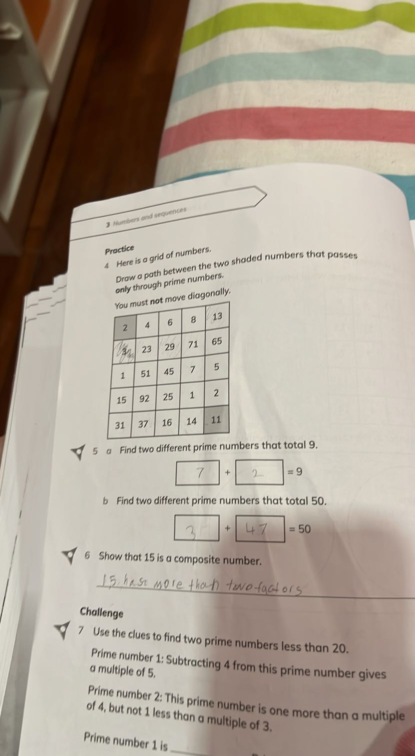 3 Humbers and sequences Practice 4 Here is a grid of numbers. Draw a ...
