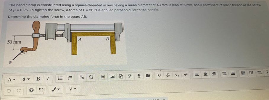 The hand clamp is constructed using a square-threaded screw having a ...