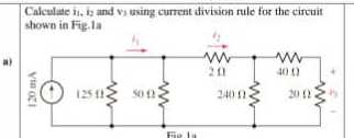 Calculate ij, is and vo using current division rule for the circuit shown in Fig.1a a)