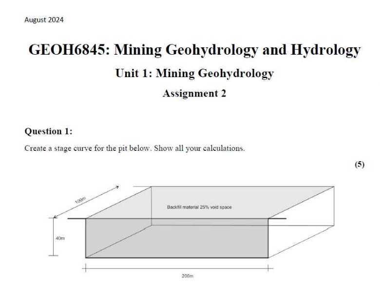 August 2024 GEOH6845: Mining Geohydrology and Hydrology...