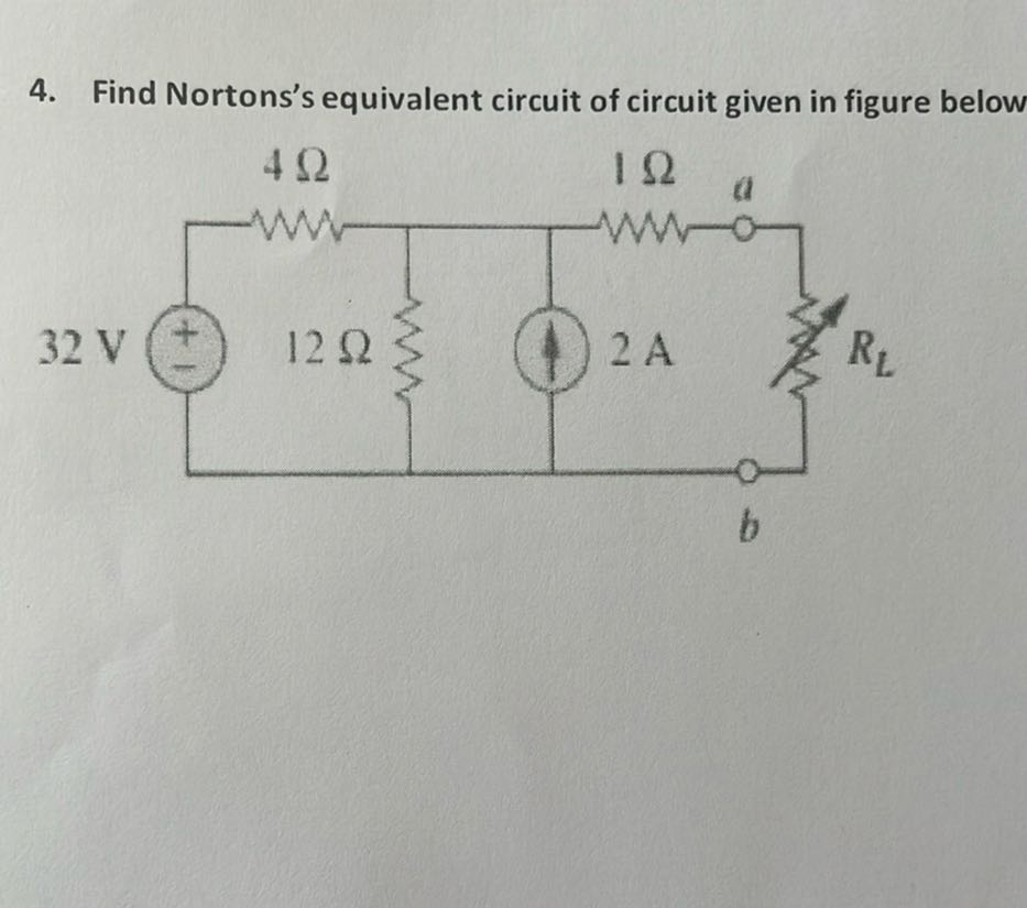 4 Find Nortonss Equivalent Circuit Of Circuit Given In Figure Below