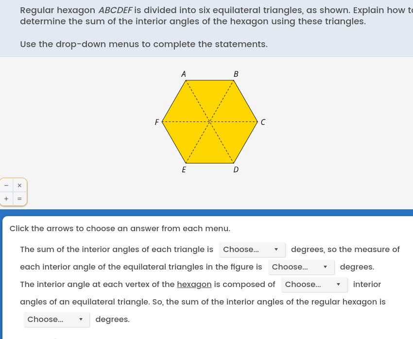 SOLVED: Regular hexagon A B C D E F is divided into six equilateral ...