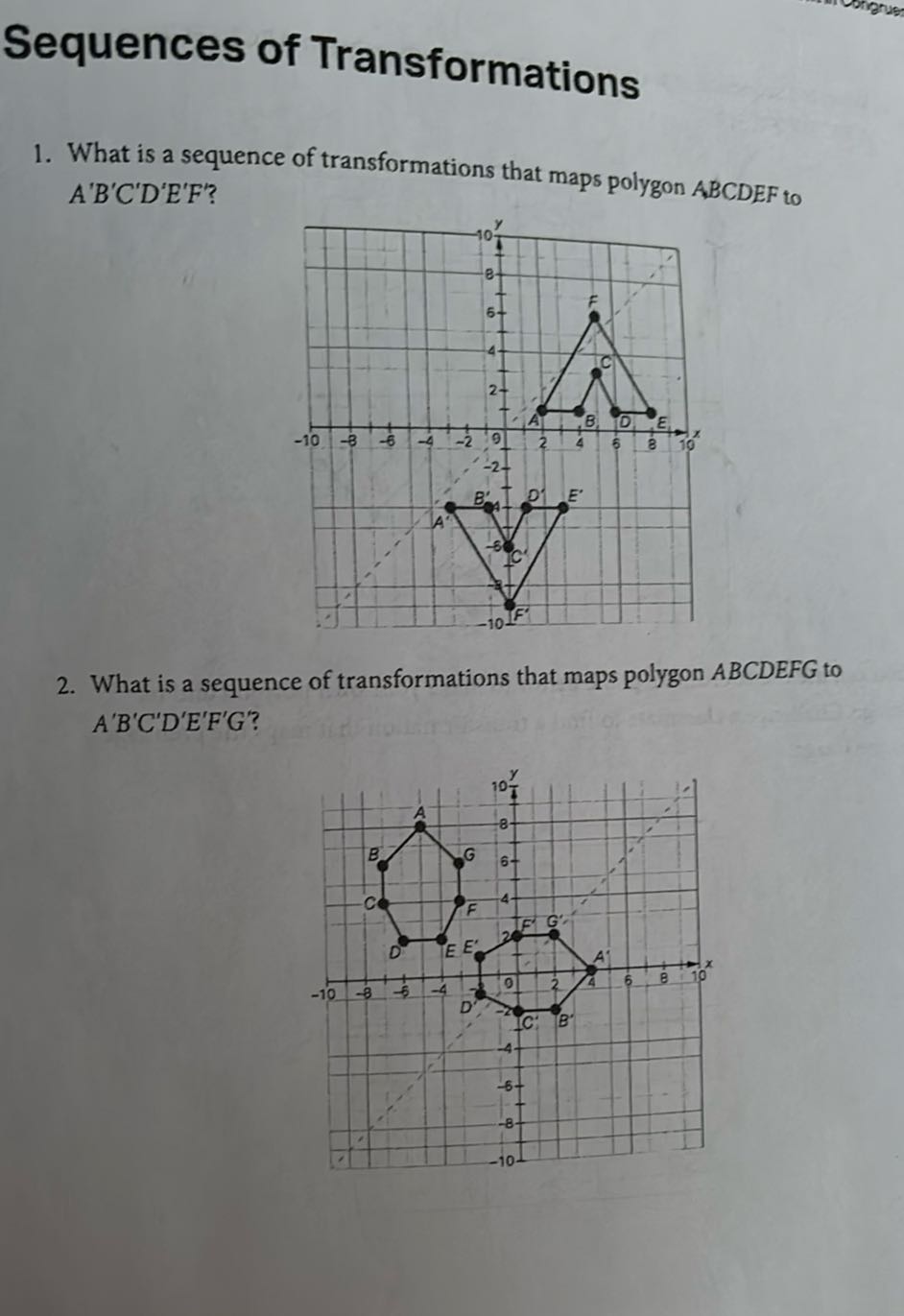 Sequences of Transformations 1. What is a sequence of transformations ...