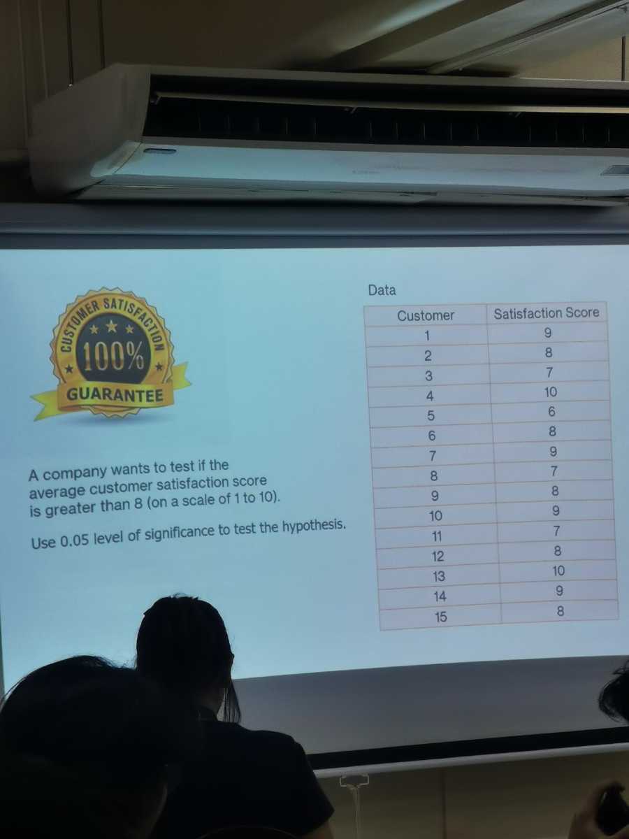 A company wants to test if the average customer satisfaction...