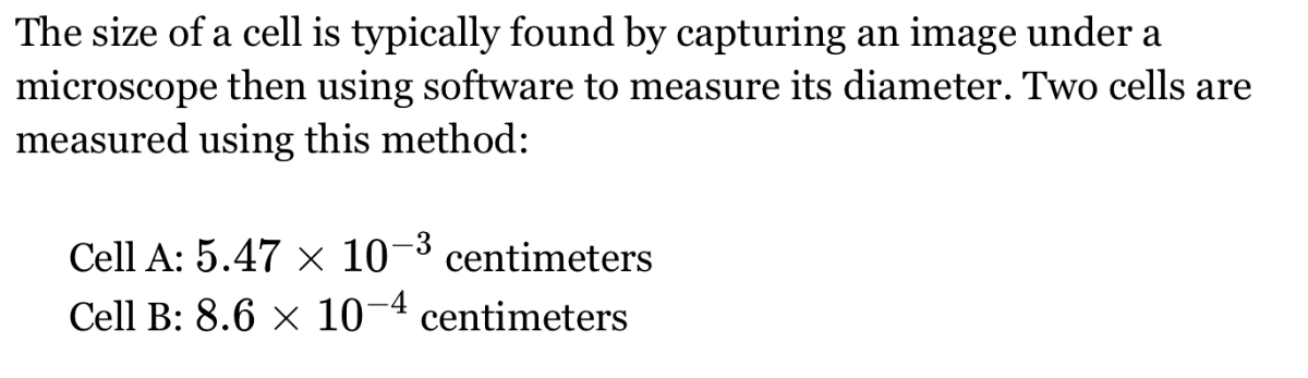 The size of a cell is typically found by capturing an image under a ...