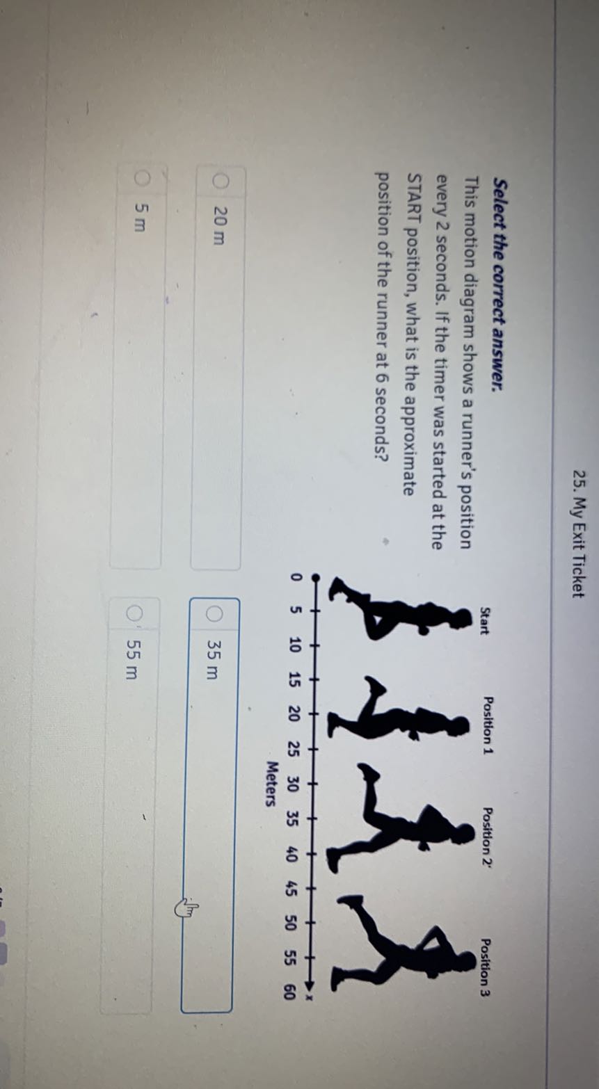25 my exit ticket select the correct answer this motion diagram shows a ...
