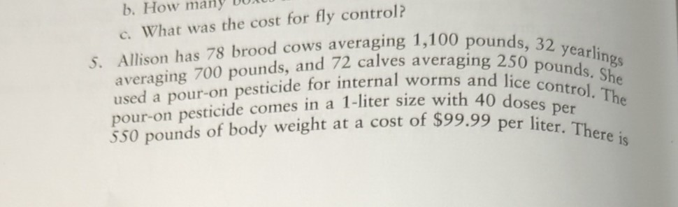 5. Allison has 78 brood cows averaging 1,100 pounds, 32 yearlings ...