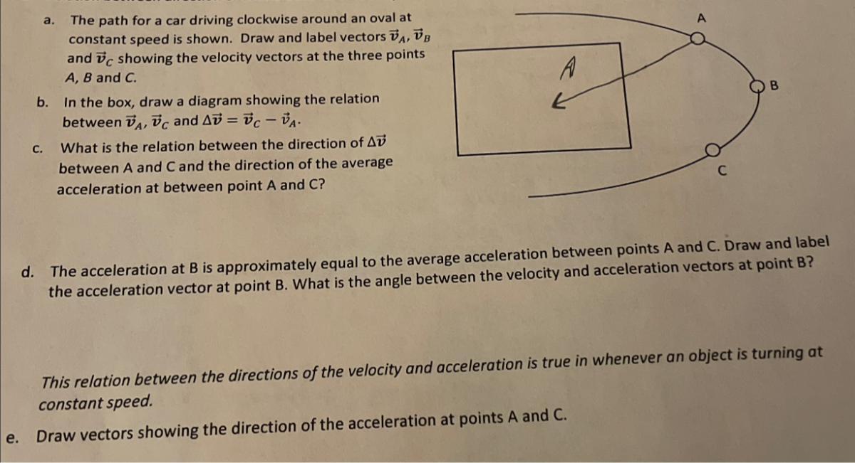 SOLVED: a. The path for a car driving clockwise around an oval at ...