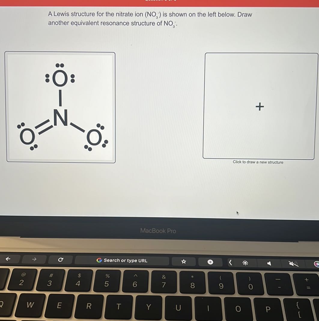 a lewis structure for the nitrate ion leftmathrmno3 right is shown on ...