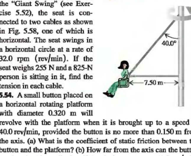 the giant swing see exercise 552 the seat is connected to two cables as ...