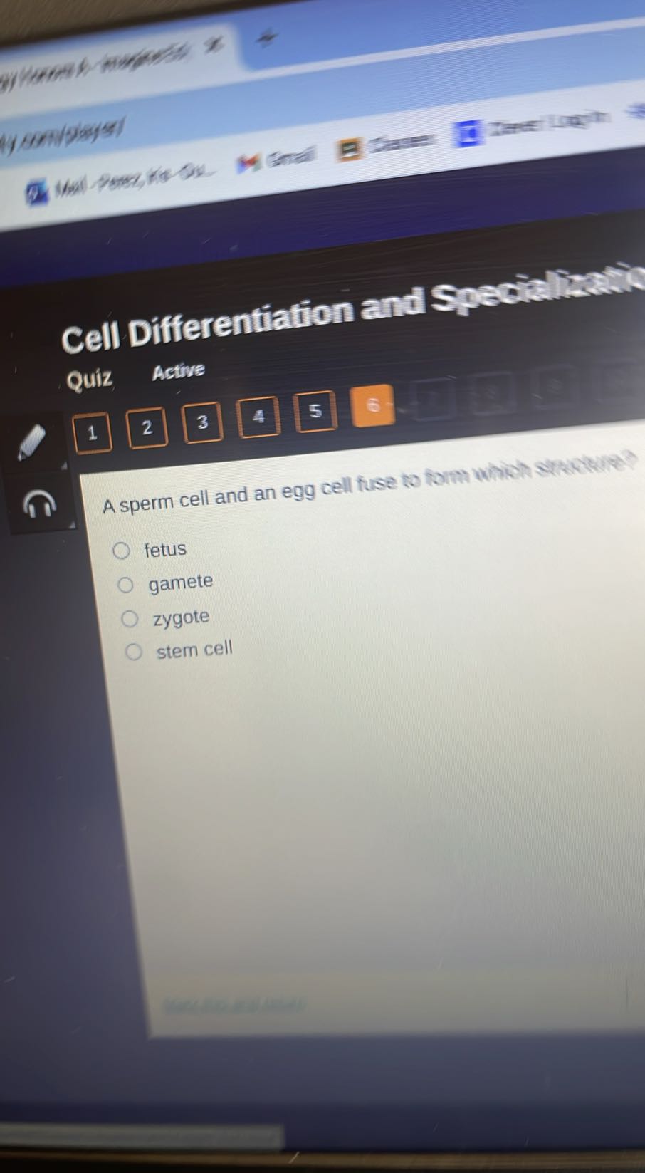 Cell Differentiation and Specioliasaio Quiz Active 1 2 3 4 5 A sperm ...