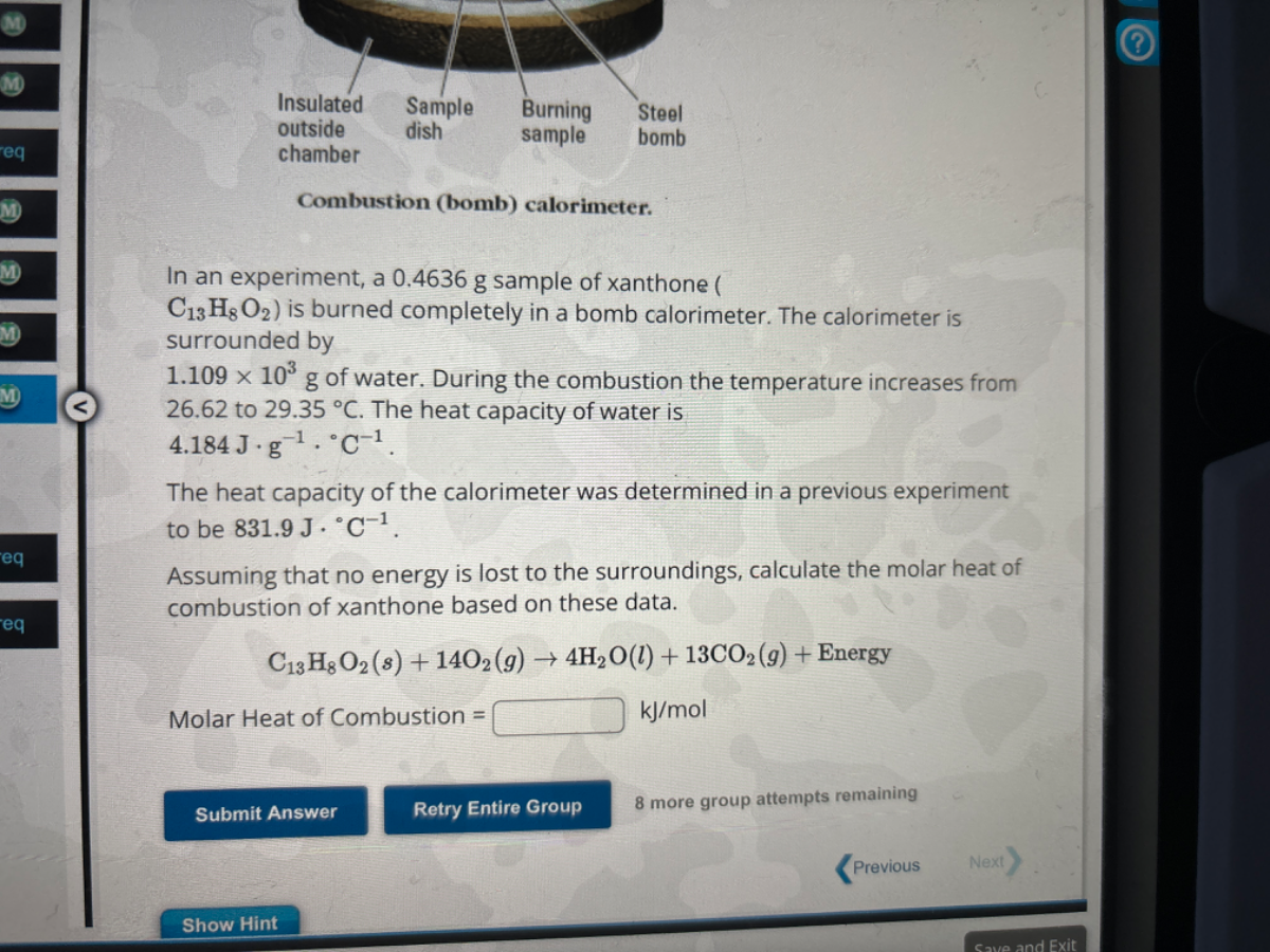 SOLVED: 0 (10) eq (17) Insulated outside Sample chamber dish Burning ...