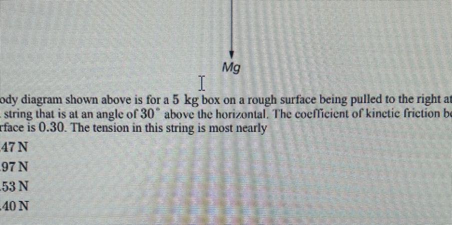 ody diagram shown above is for a 5 kg box on a rough surface being ...