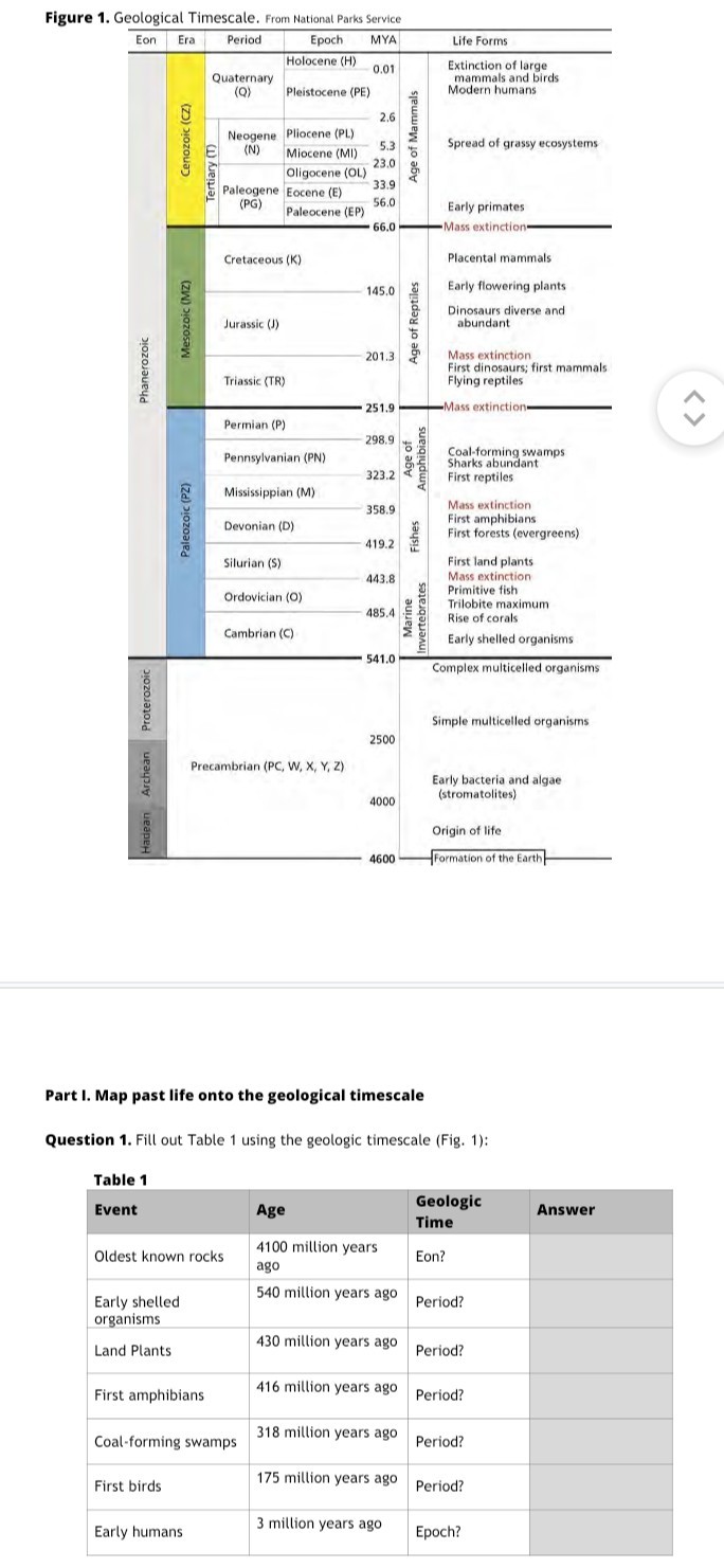 Figure 1. Geological Timescale. From National Parks Service Part I. Map ...