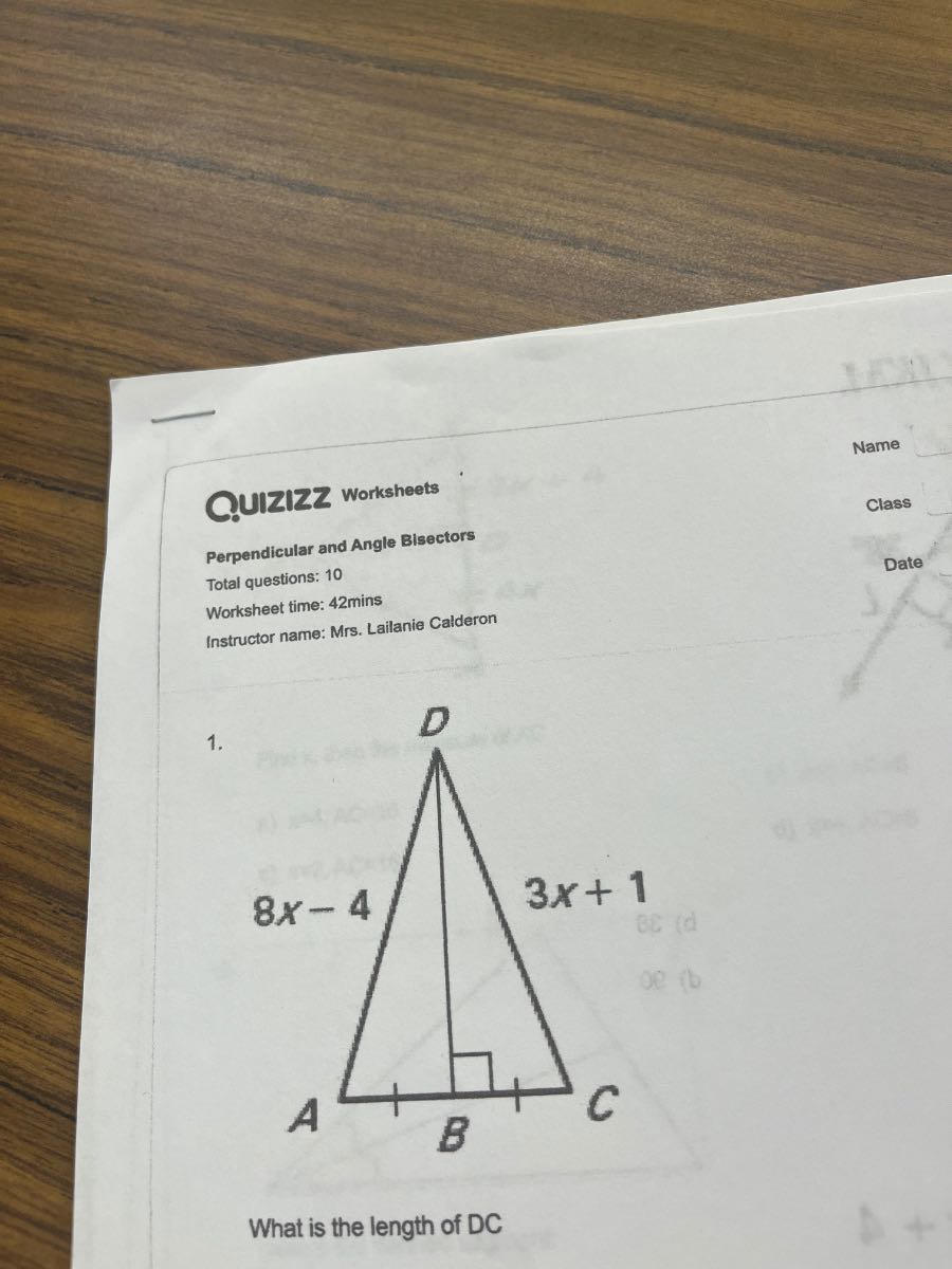 name quizizz worksheets perpendicular and angle bisectors total ...