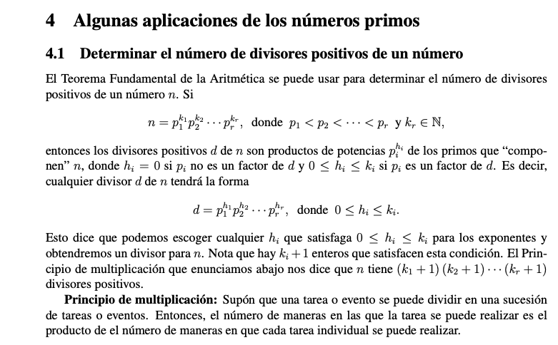 SOLVED: 4 Algunas aplicaciones de los números primos 4.1 Determinar el número de divisores ...