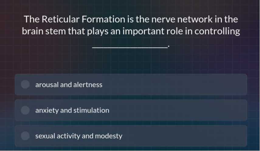 The Reticular Formation is the nerve network in the brain stem that ...
