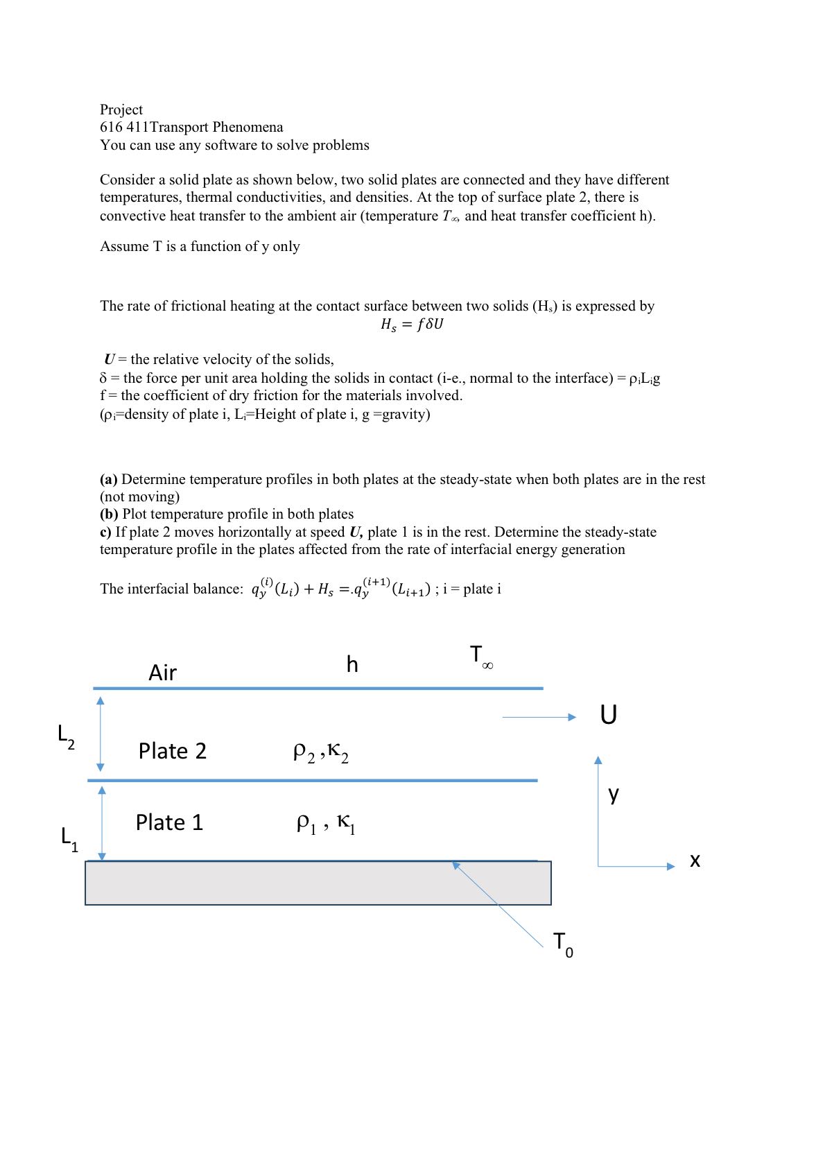project 616 411transport phenomena you can use any software to solve ...