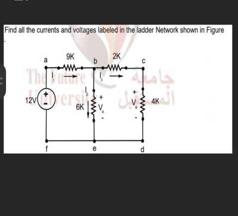 Find all the currents and voltages labeled in the ladder Network shown in Figure