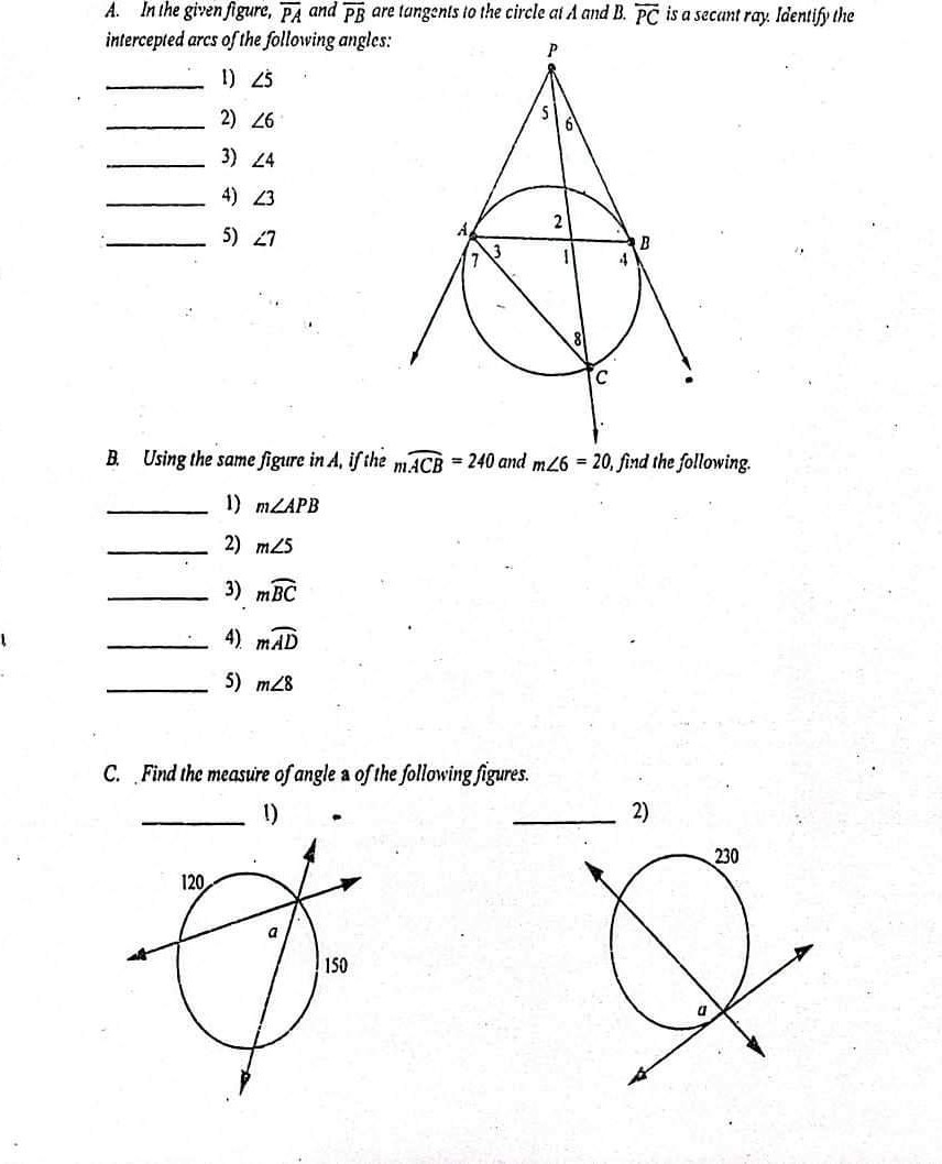 a in the given figure overrightarrowp a and overrightarrowp b are tangents to the circle at a ...