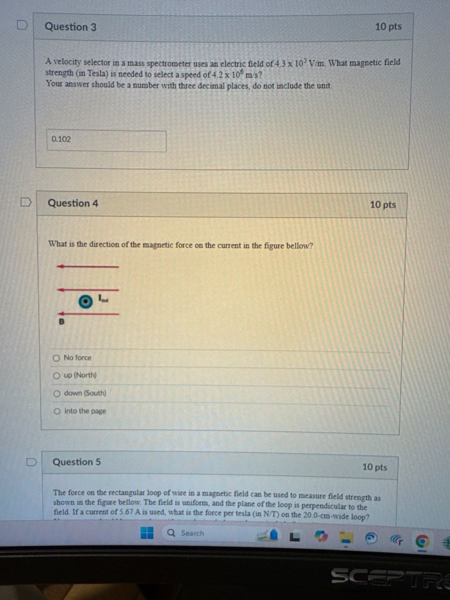 question 3 10 pts a velocity selector in a mass spectrometer uses an ... question 3 10 pts a velocity selector in a mass spectrometer uses an ...