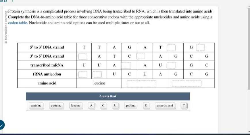 Protein synthesis is a complicated process involving DNA being ...