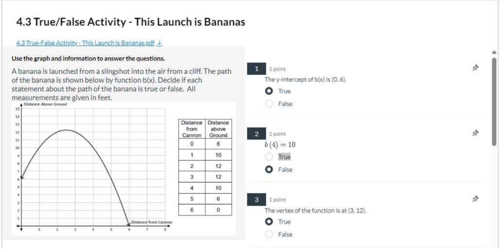 4.3 True/False Activity - This Launch is Bananas 4.3 True-False ...