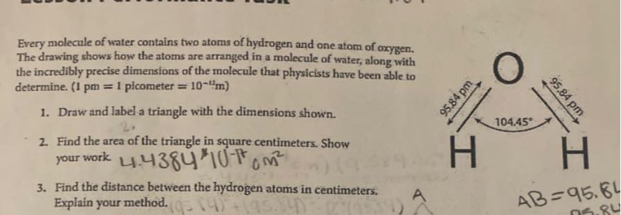 Every molecule of water contains two atoms of hydrogen and one atom of ...