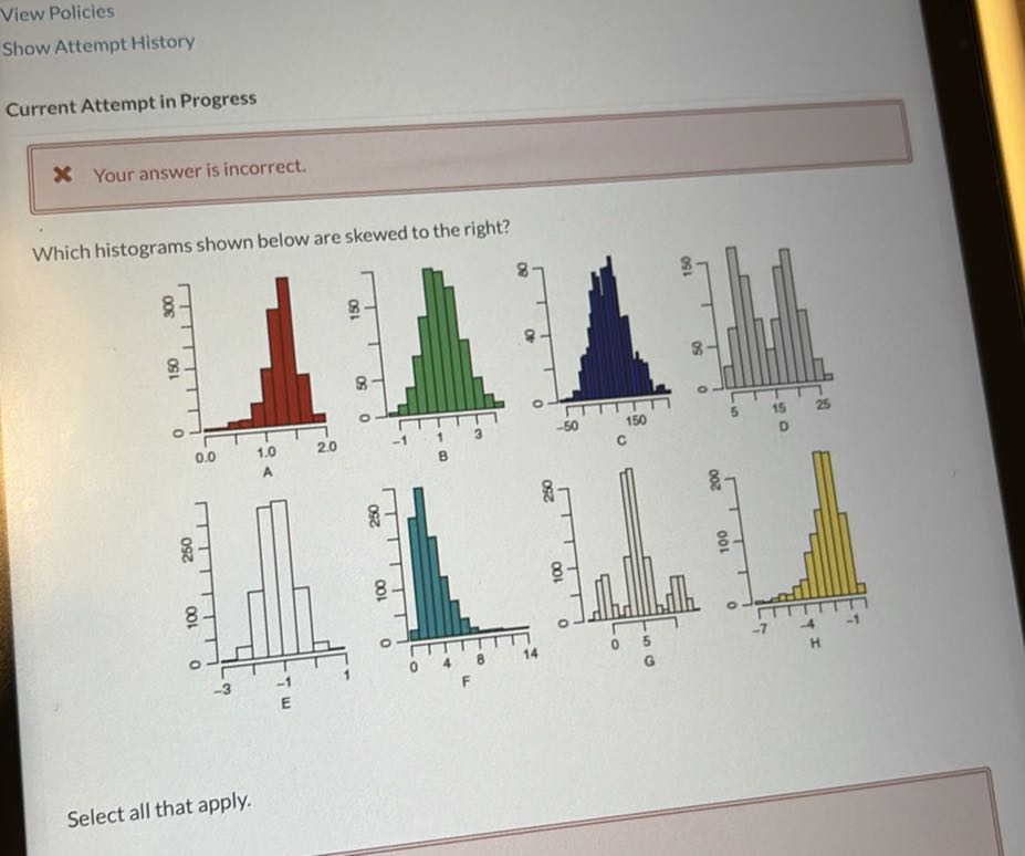 View Policies Show Attempt History Current Attempt in Progress * Your answer is incorrect. Which ...