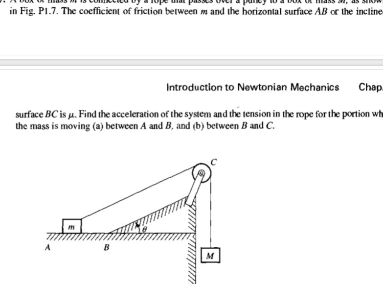 in Fig. P1.7. The coefficient of friction between m and the horizontal ...