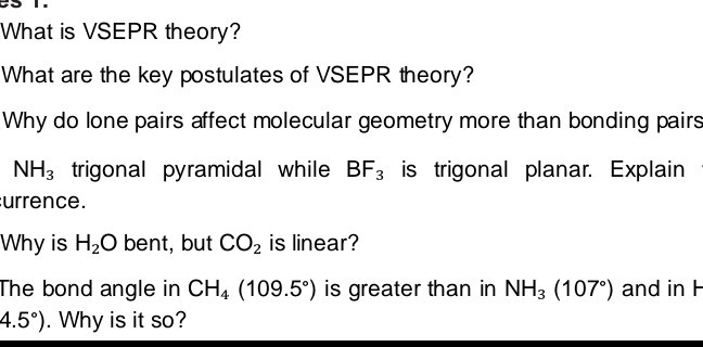 What is VSEPR theory? What are the key postulates of VSEPR theory? Why ...
