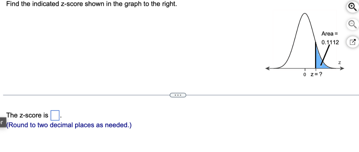 Find the indicated z-score shown in the graph to the right. The z-score ...