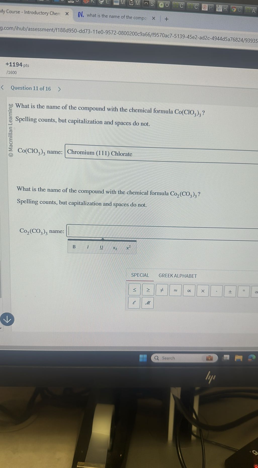 My Course - Introductory Chen N. what is the name of the compo g.com ...