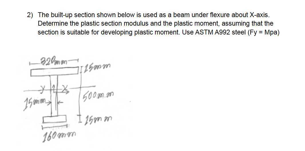 2 the built up section shown below is used as a beam under flexure about x axis determine the ...