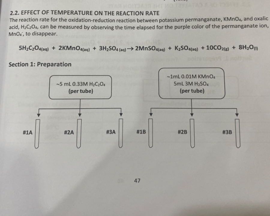 2.2. EFFECT OF TEMPERATURE ON THE REACTION RATE The reaction rate for ...