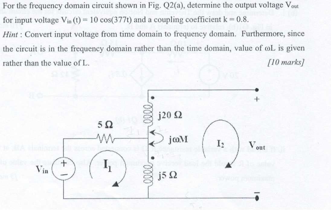 For the frequency domain circuit shown in Fig. Q2(a), determine the ...