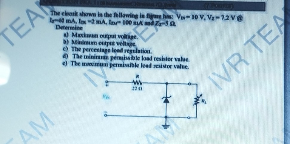 The circuit shown in the following in figure has: VBv=10 V, V2=7.2 V ...