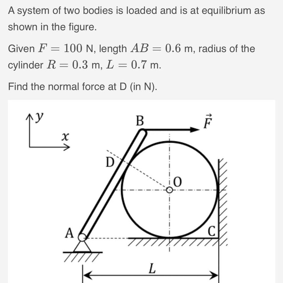 a system of two bodies is loaded and is at equilibrium as shown in the ...