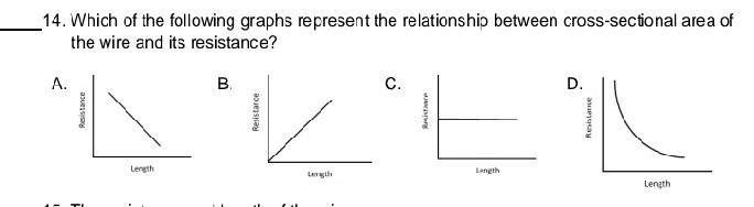 14. Which of the following graphs represent the relationship between ...