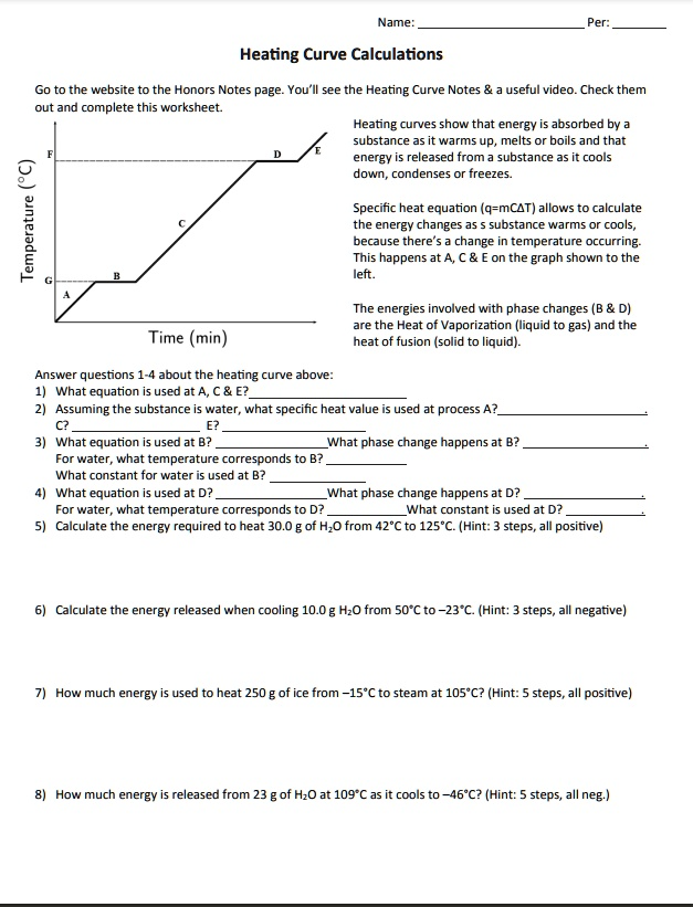 SOLVED: Name: Per: Heating Curve Calculations Go to the website to the ...