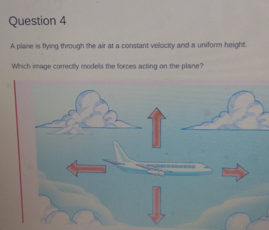 Question 4 A plane is flying through the air at a constant velocity and ...