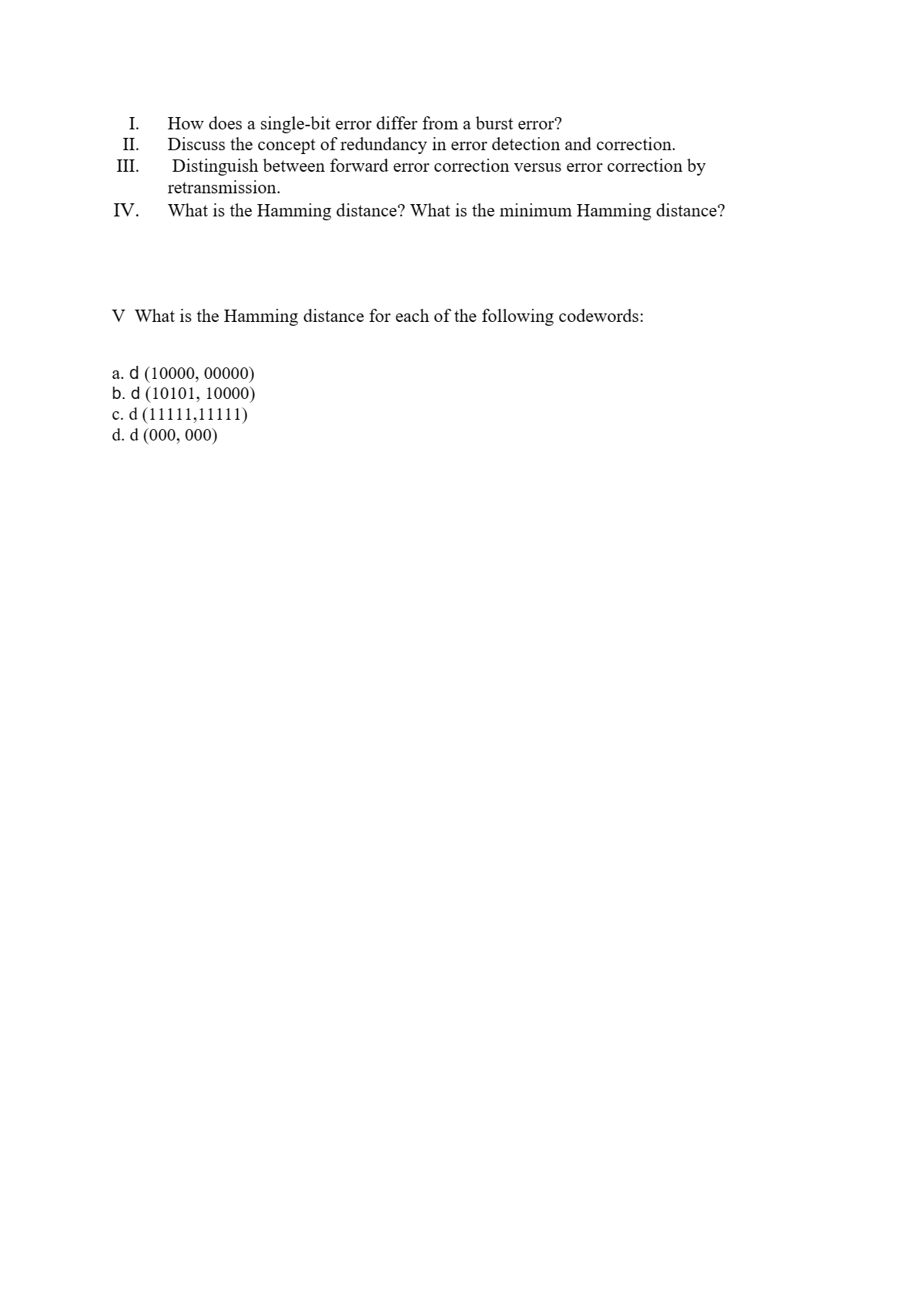 I How Does A Single Bit Error Differ From A Burst Error Ii Discuss