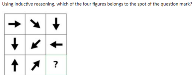 SOLVED: Using inductive reasoning, which of the four figures belongs to the spot of the question ...