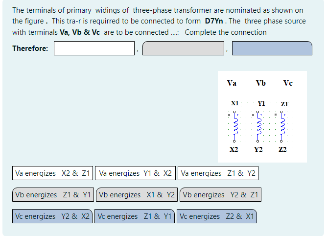 the terminals of primary widings of three phase transformer are ...