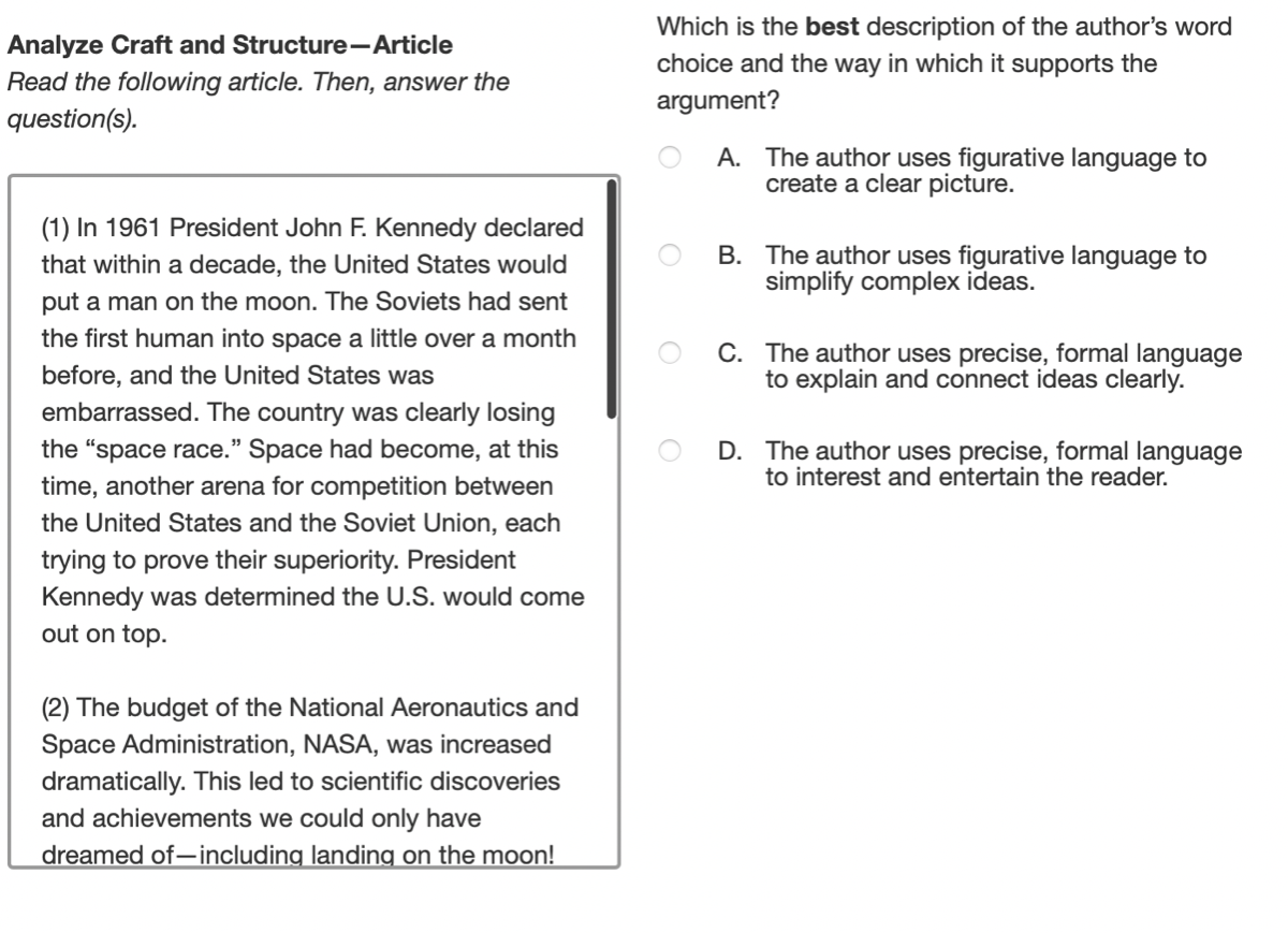 Analyze Craft and Structure-Article Read the following article. Then ...