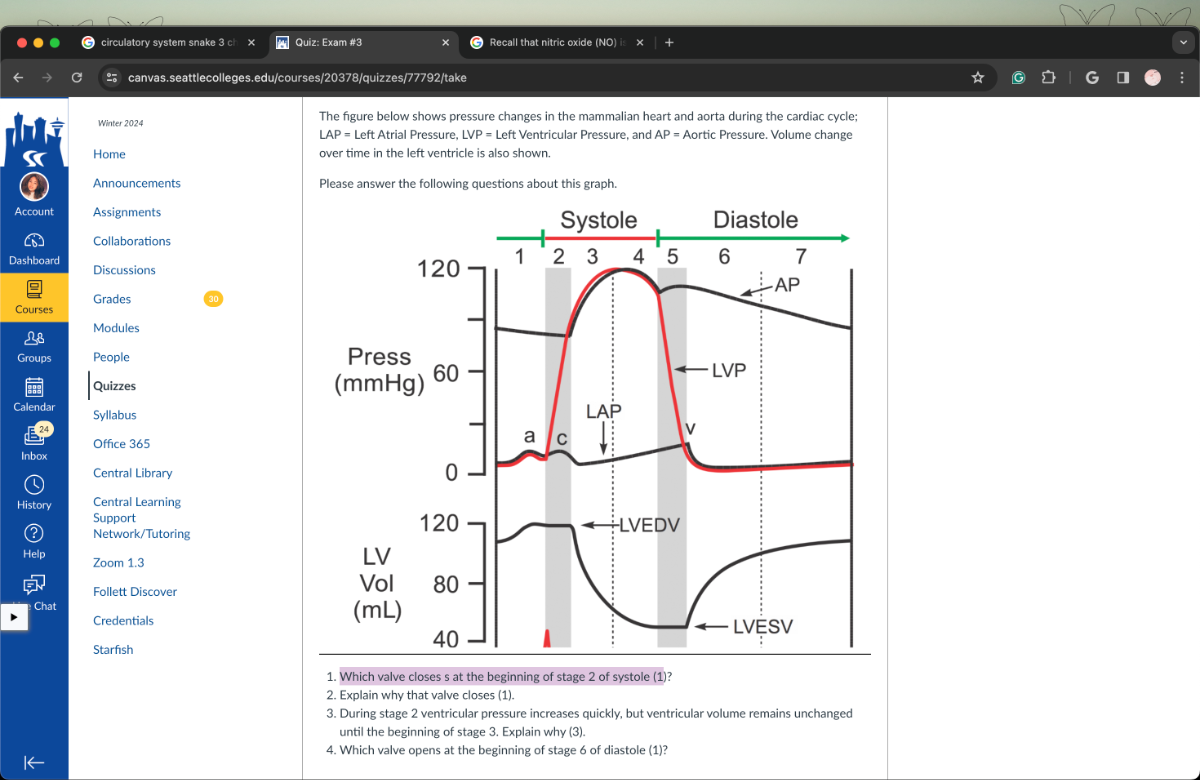 the figure below shows pressure changes in the mammalian heart and ...